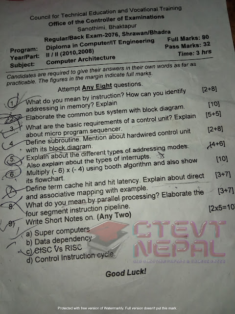 Computer Architecture - 4th Semester Questions Papers CTEVT | Diploma ...