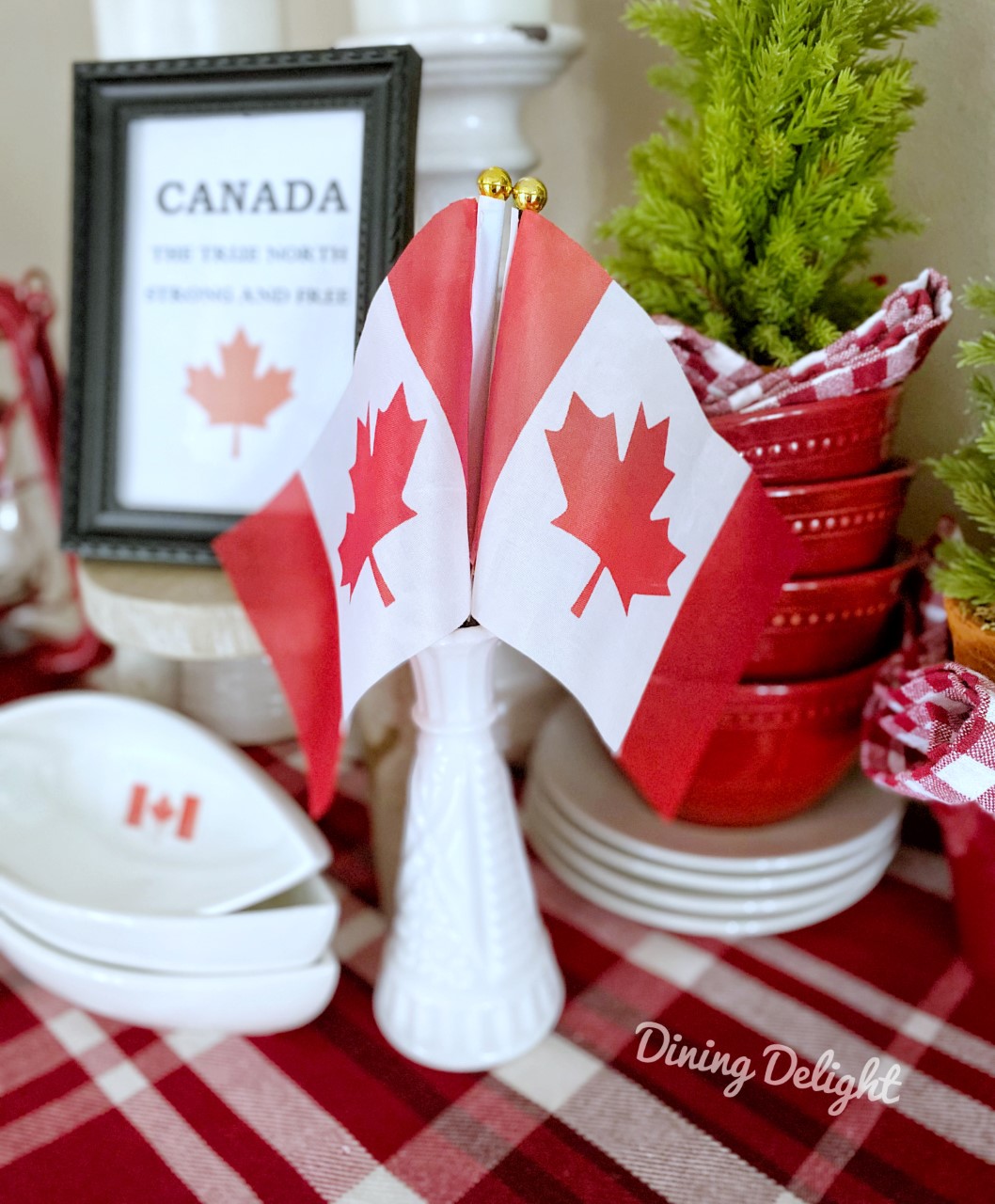 Dining Delight: Canada Day Decor on Kitchen Sideboard