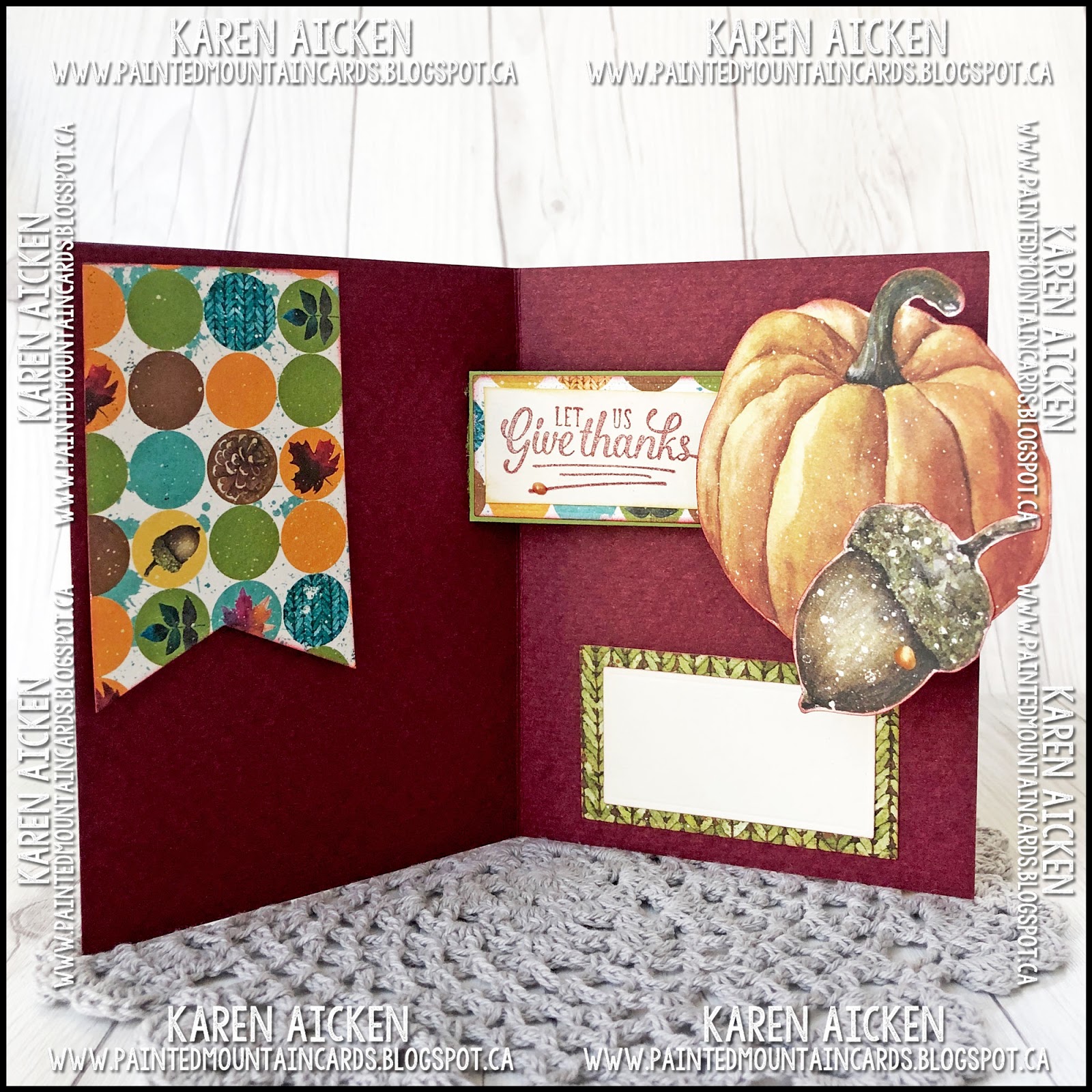 Painted Mountain Cards: Fall Leaves and Pumpkins, Pop Up Card