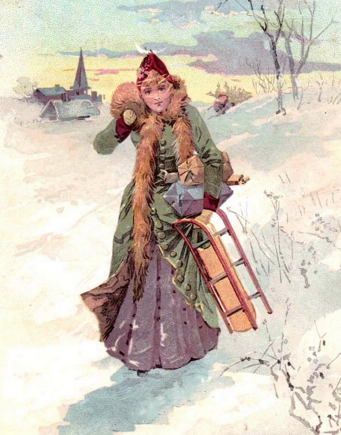 bumble button: Victorian Postcards Ladies & Girls in the Snow. Free ...