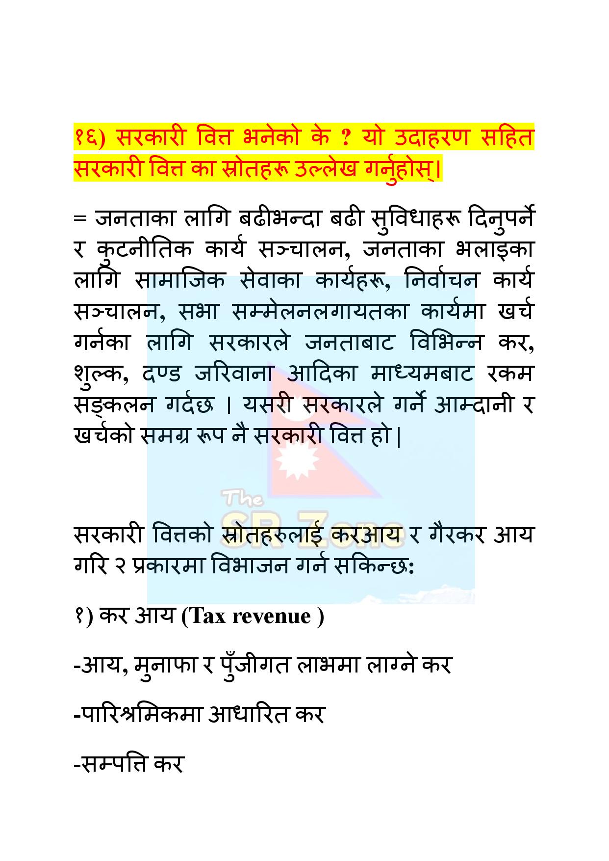 Class 11 Social Model Question with Solution and Answers 2080 PDF ...