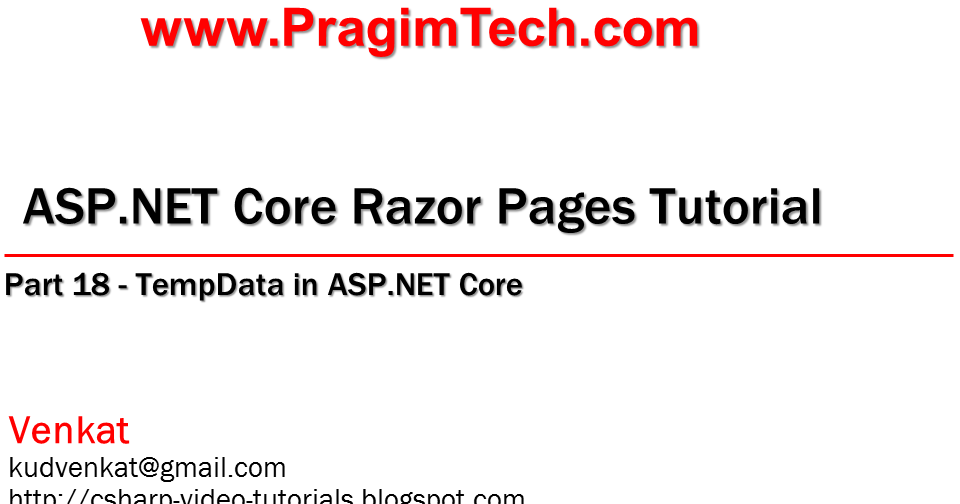 Sql server, .net and c# video tutorial: TempData in asp.net core - Slides