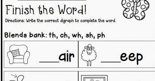 English - Fill in the blanks - digraph