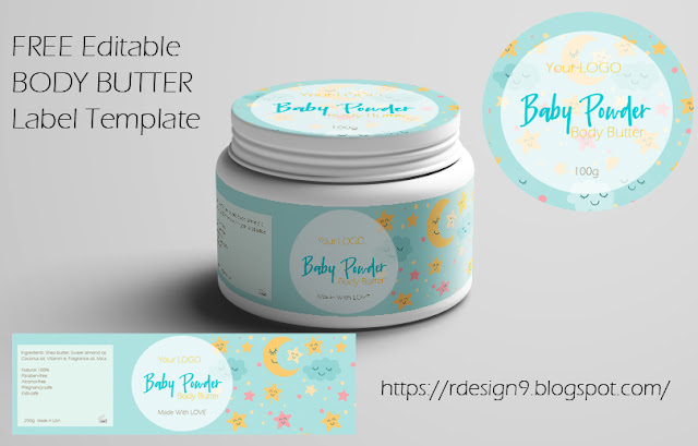 FREE Editable BODY BUTTER Label Template, customized ,Skin Care label