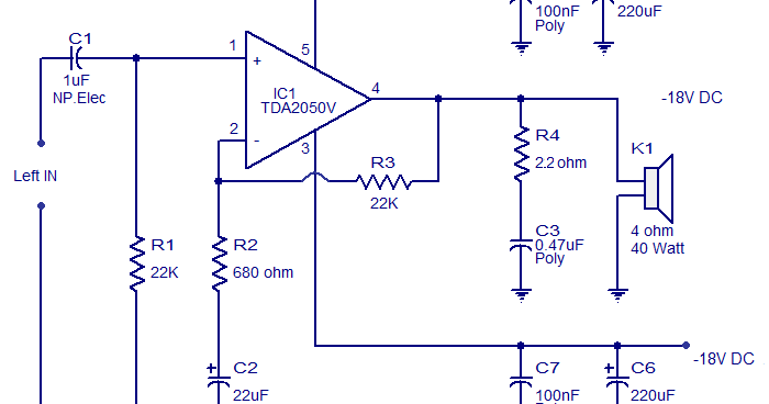 Skema Power Amplifier dengan IC TDA2050 32 Watt - Masputz.com