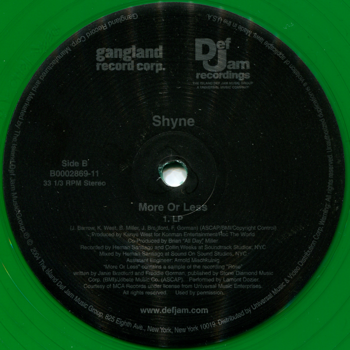 Rap Nerds: Shyne ‎- More Or Less Promo 12"