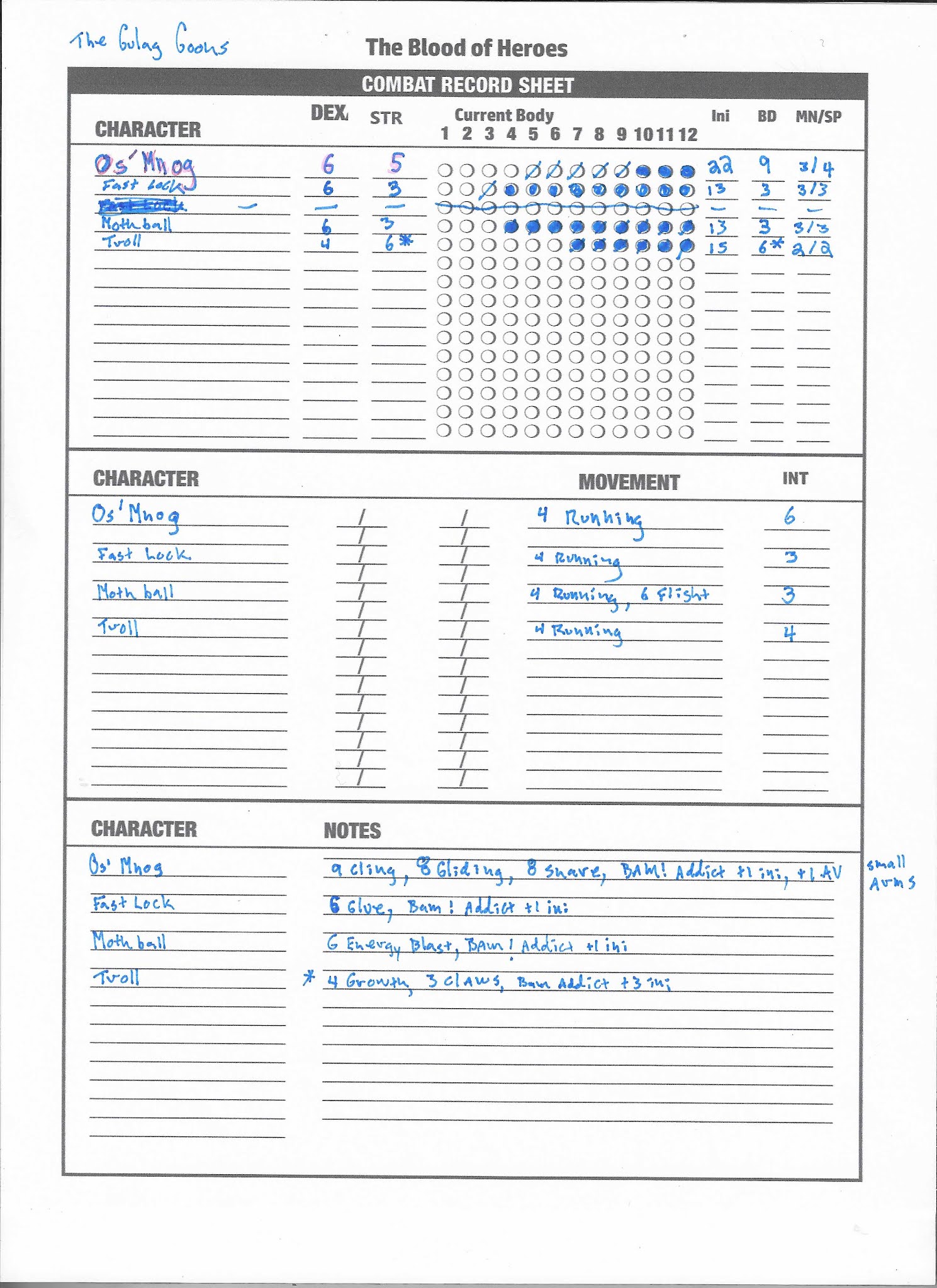 The Vanishing Tower: The BoH Combat Record Sheet from the Champions ...