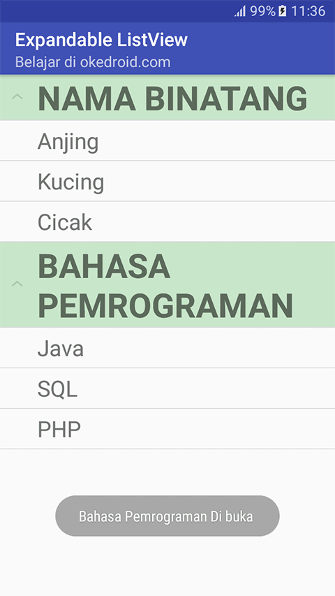 Belajar Menciptakan Expandablelistview Sederhana Android - Java Media Kita