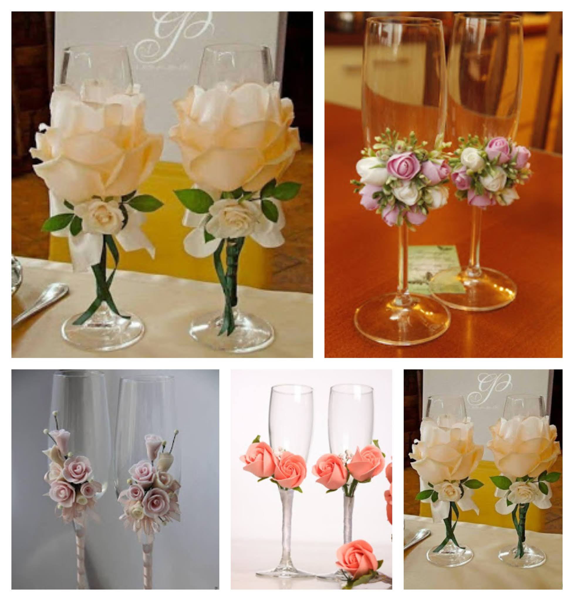 Decoración de copas con flores de porcelana fría ~ lodijoella