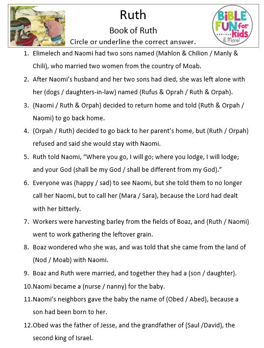 Ruth Whosit? Game | Bible Fun For Kids