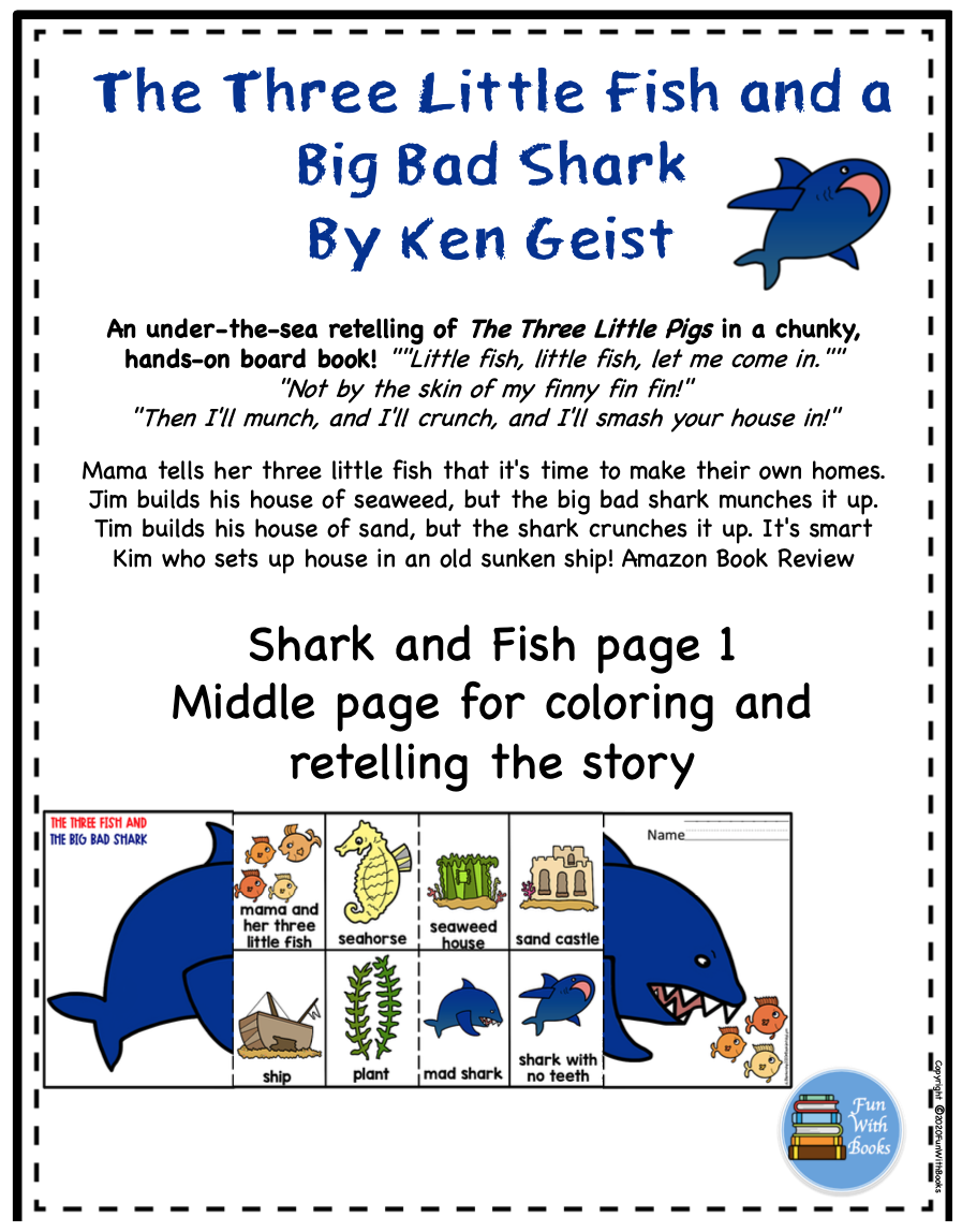 THE THREE LITTLE FISH AND BAD SHARK BOOK CRAFT ~ Book Units by Lynn