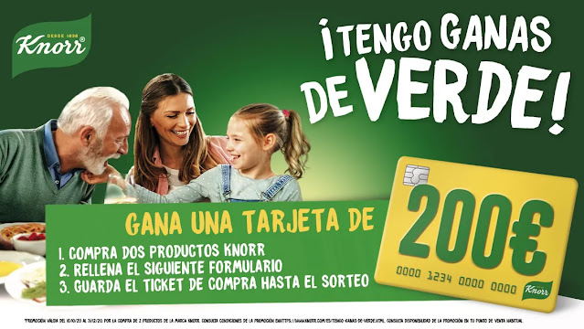 Consigue con Knorr Tarjetas Regalo de 200€ - vadeGratis - Diviértete y ahorra dinero