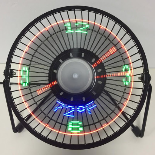 USB clock fan LED light emitting 6 inch iron art fan