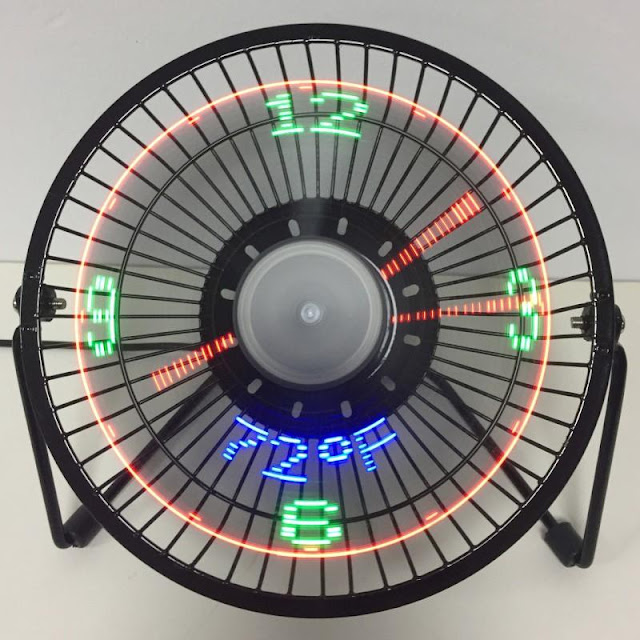 USB clock fan LED light emitting 6 inch iron art fan