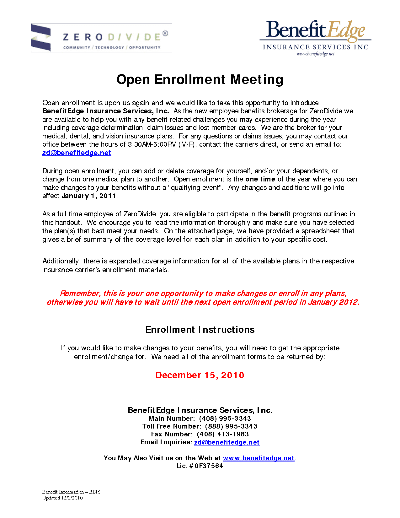 Open Enrollment Template Letter ~ Resume Letter