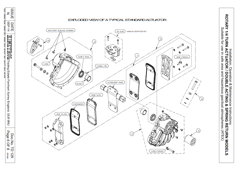 Kinetrol Actuators U.K.: SPARE PART ORDERING CODES FOR KINETROL ACTUATOR