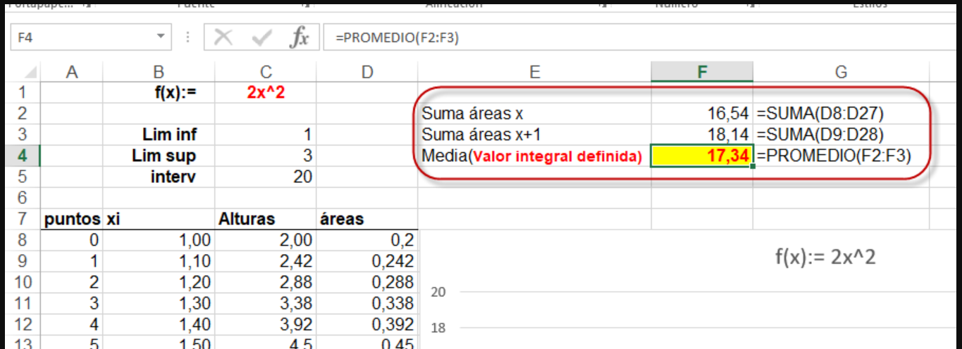 Calculo Integral en EXCEL ~ Tecnología e informática para secundaria.