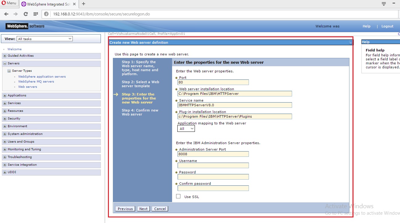 MiddlewareBox: How to Create Web Server in WAS 8.5