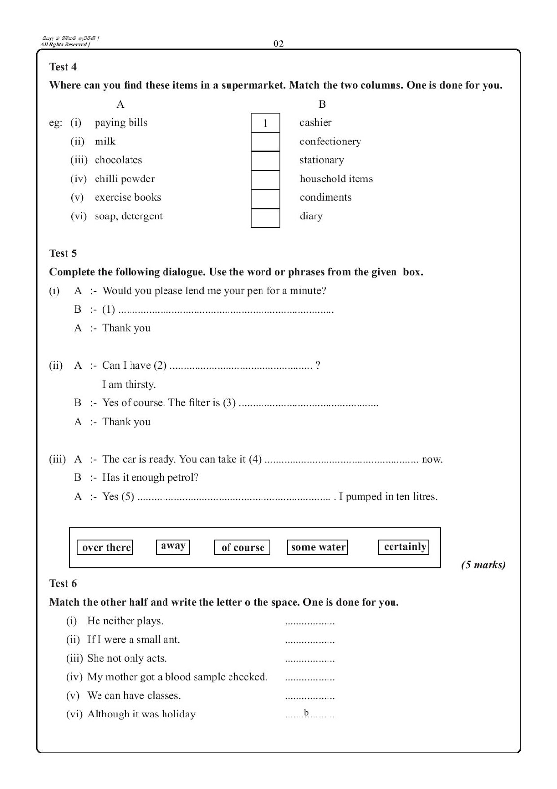 Anuladevi Balika Vidyalaya - Galle: Grade 9 - English Language