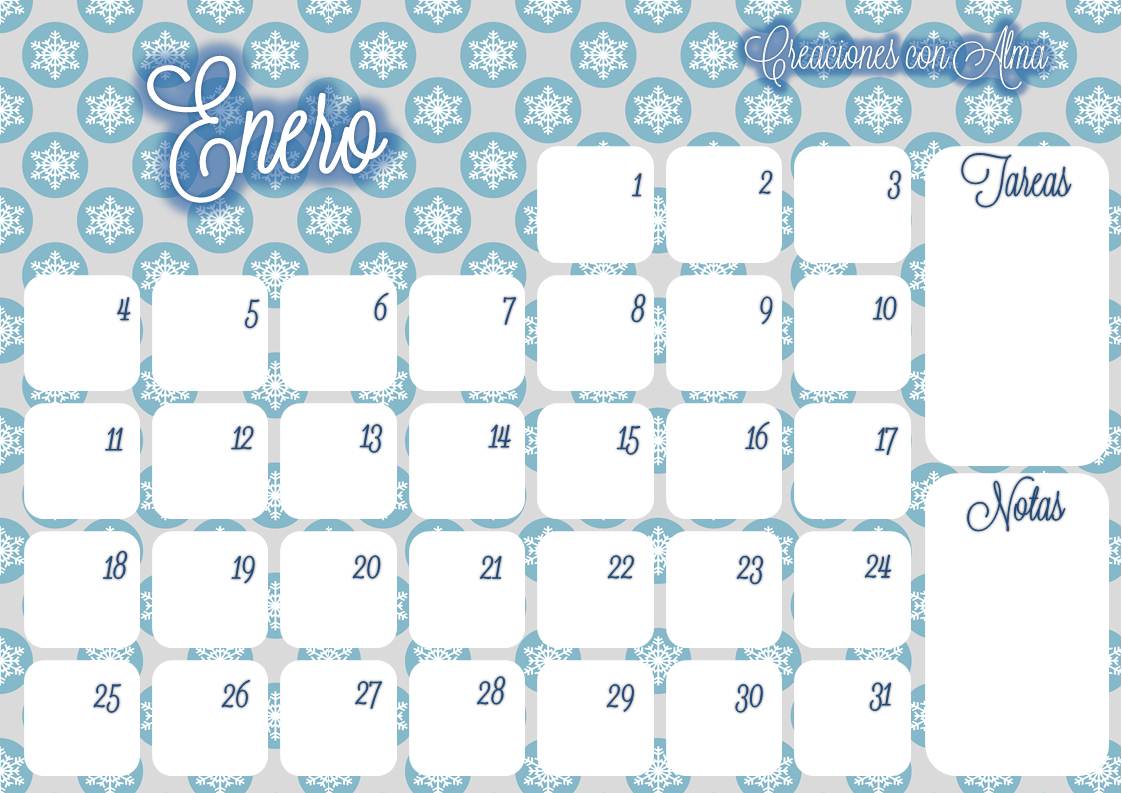 Creaciones con Alma: ♥ Calendario Enero ¡empezamos!