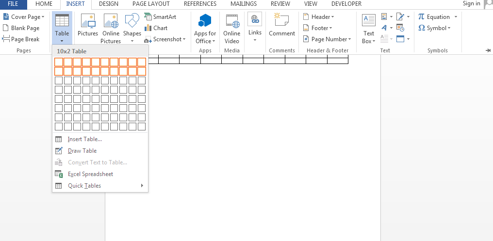 Using Microsoft Office: Creating Tables In Microsoft Word 2013 : Insert ...