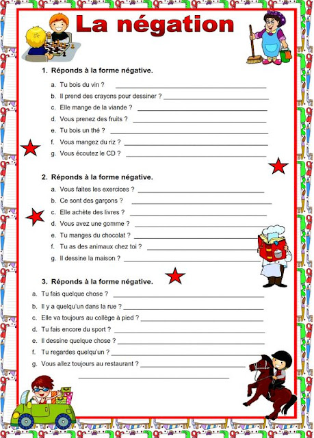 Chez Diana: Exercices sur la forme négative