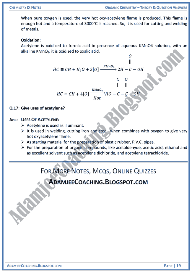 Adamjee Coaching: Organic Chemistry - Theory Notes and Question Answers ...