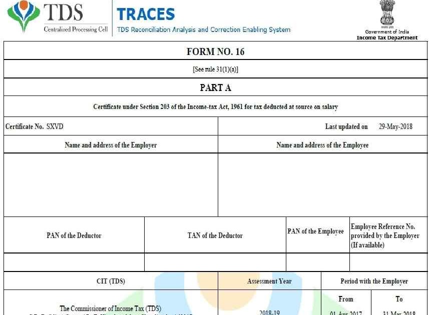 Download Salary Certificate Form 16 Part A And B And Part B For The F Y Download Salary Certificate Form 16 Part A And B And Part B For The F Y