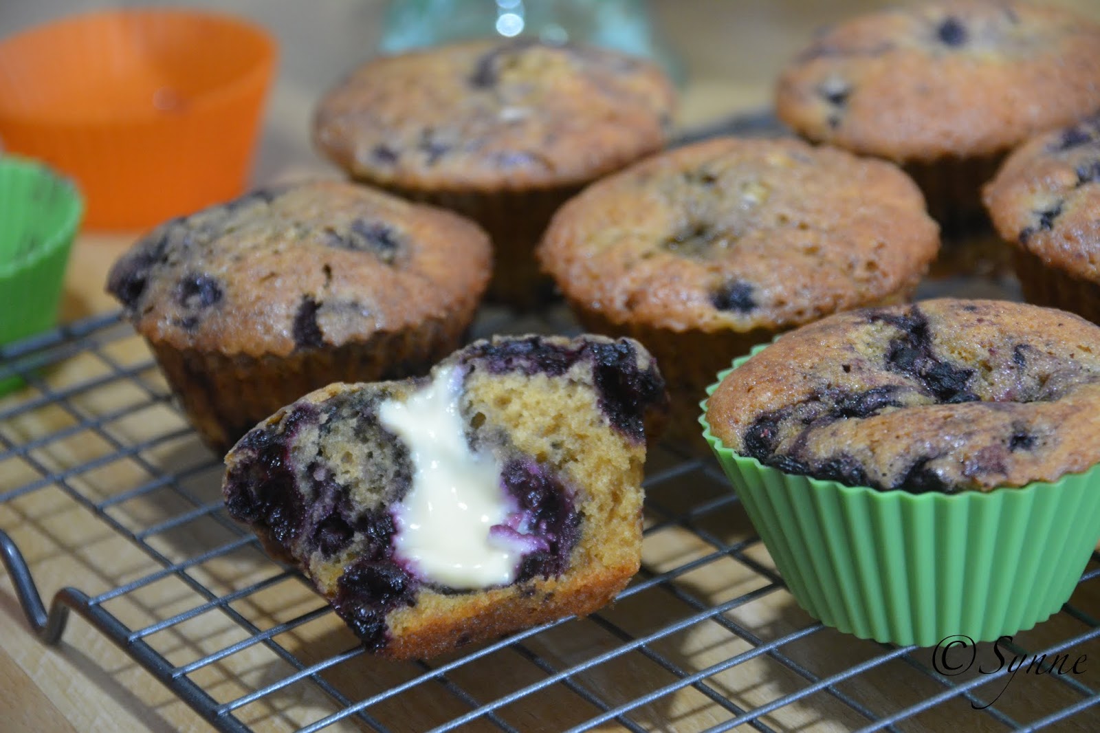 ganske enkelt: Muffins med blåbær og vaniljekrem