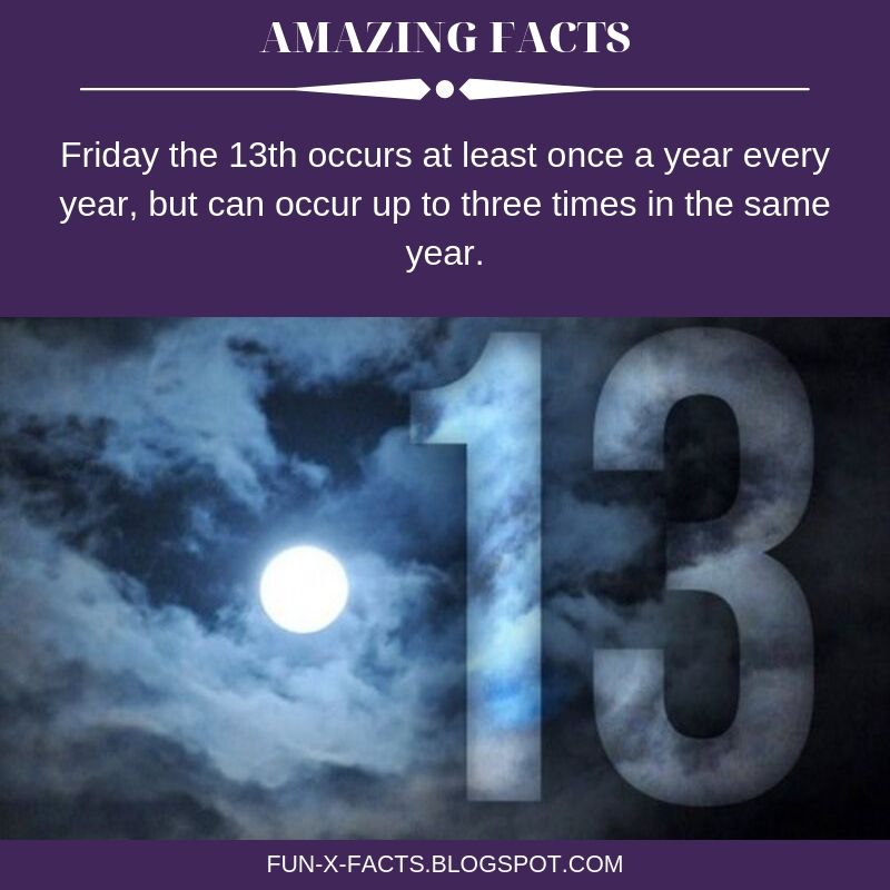 Interesting fact: Friday the 13th occurs at least once a year every ...