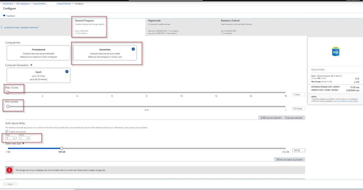 Auto Pause in Azure SQL Database Serverless