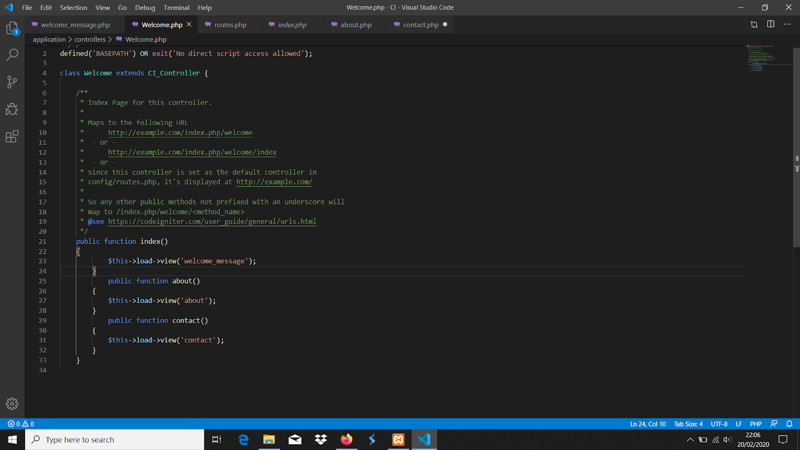 Membuat routing halaman About dan Contact pada framework CodeIgniter