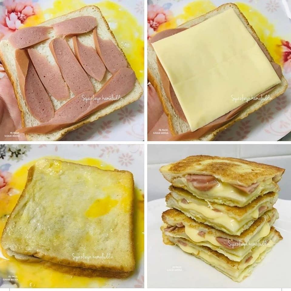 Resepi Roti Telur Sosej Cheese Leleh Mudah dan Sedap