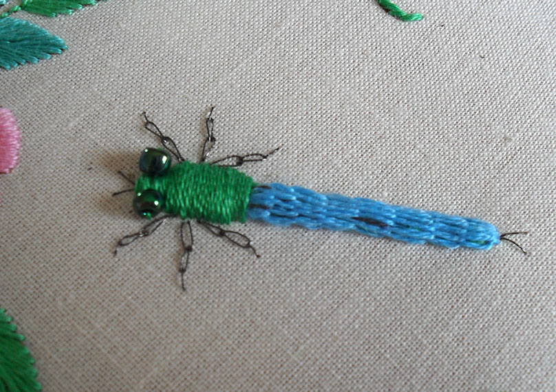 Sew in Love: Assembling the stumpwork dragonfly
