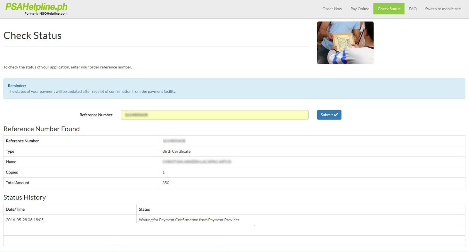 How to Check the Status of your Order from NSO Certificate Online