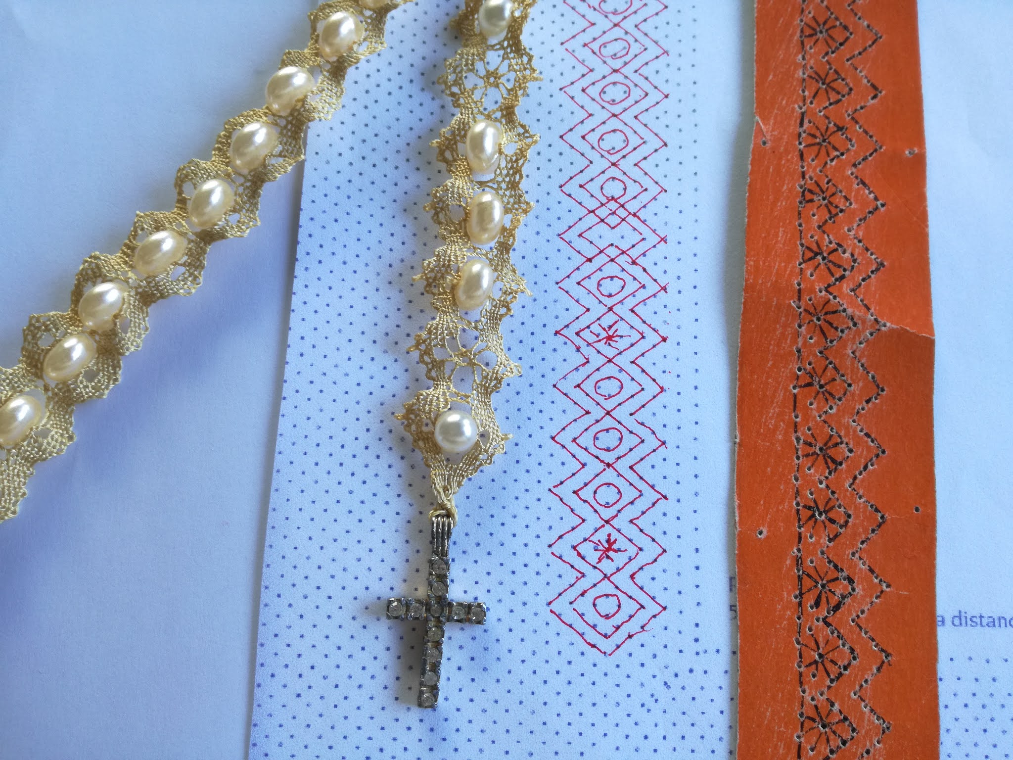 Cómo hacer un patrón de un rosario de encaje de bolillos