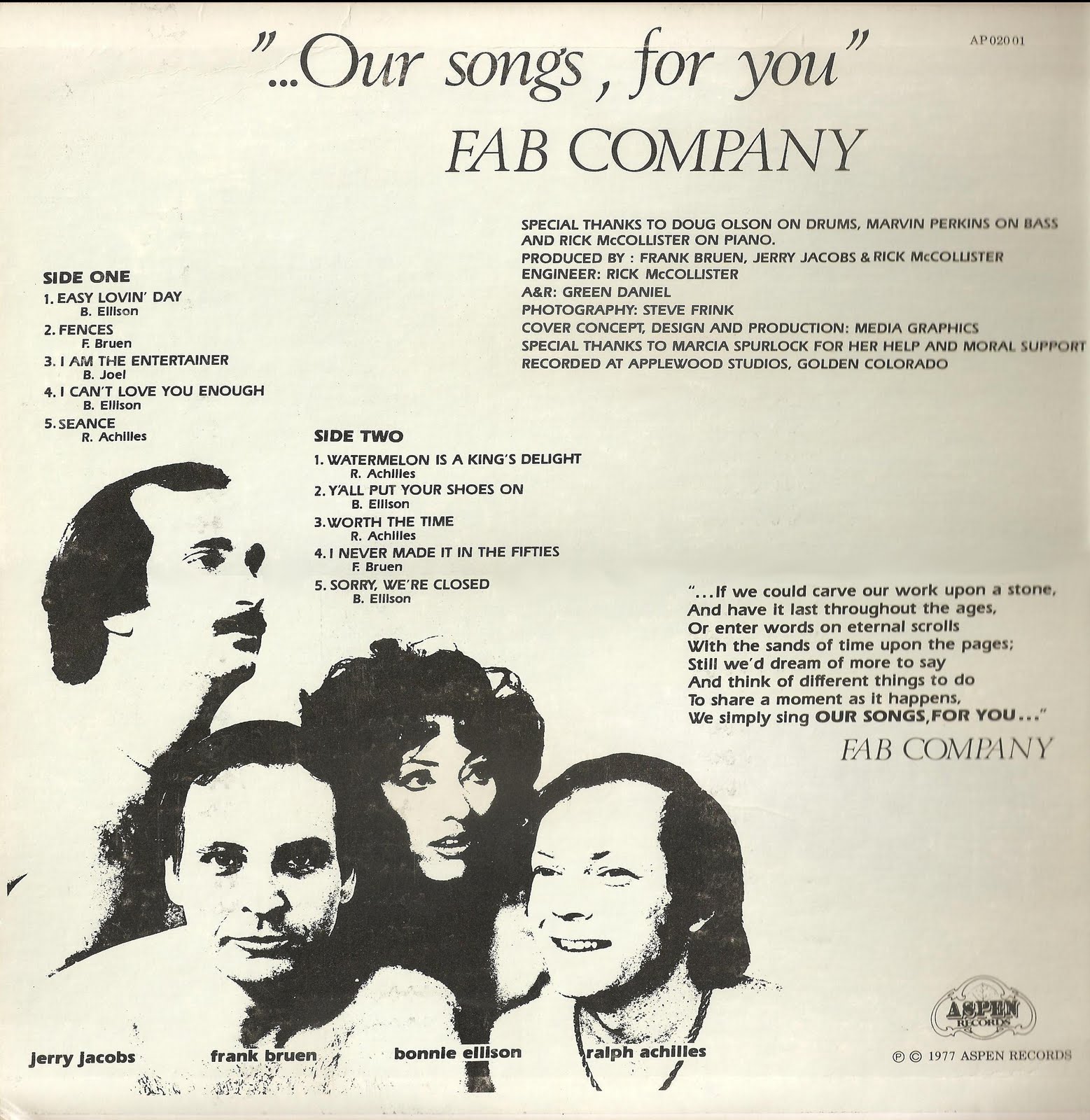 ROCKIN HOOD: Fab Company - Our Songs For You (1977)