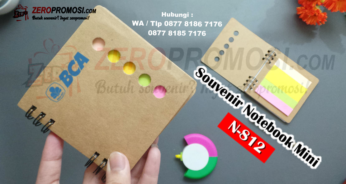 Souvenir Kantor Notebook Mini + sticky note N812 Cetak Logo ...