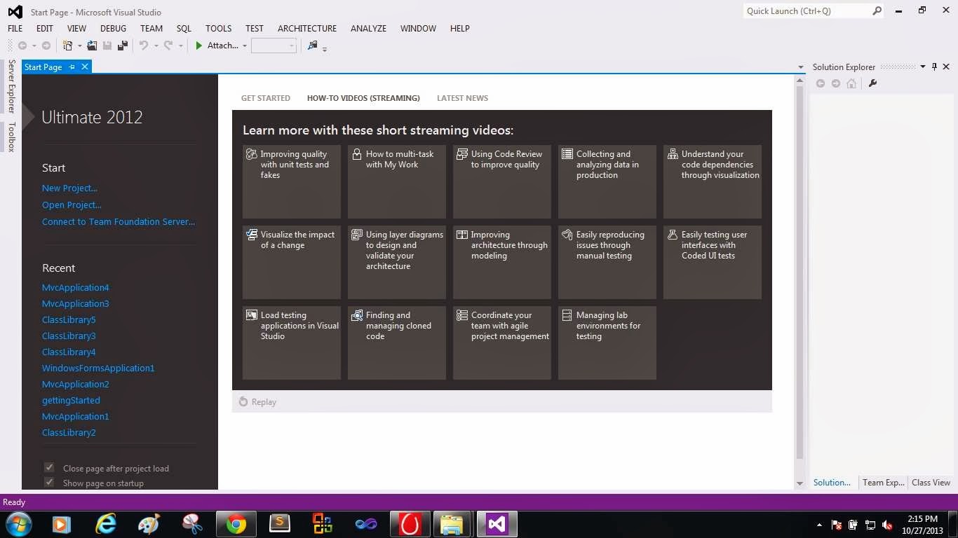 Exploring the visual studio 2012 IDE : Part-1