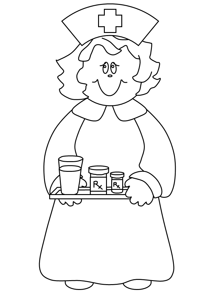 Colorea Tus Dibujos Enfermera Con Medicinas Para Colorear