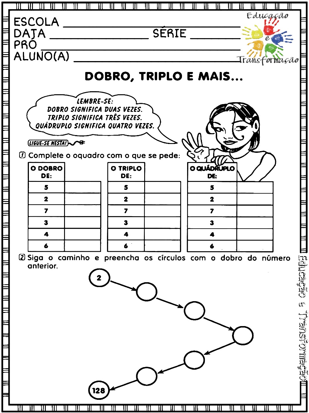 Atividade Sobre Dobro E Triplo - LIBRAIN Atividade Sobre Dobro E Triplo - LIBRAIN