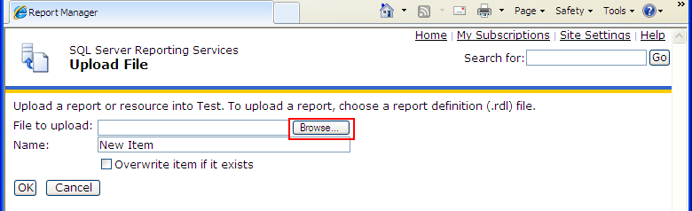 SSRS: Uploading Report FIle (.rdl) to Report Server