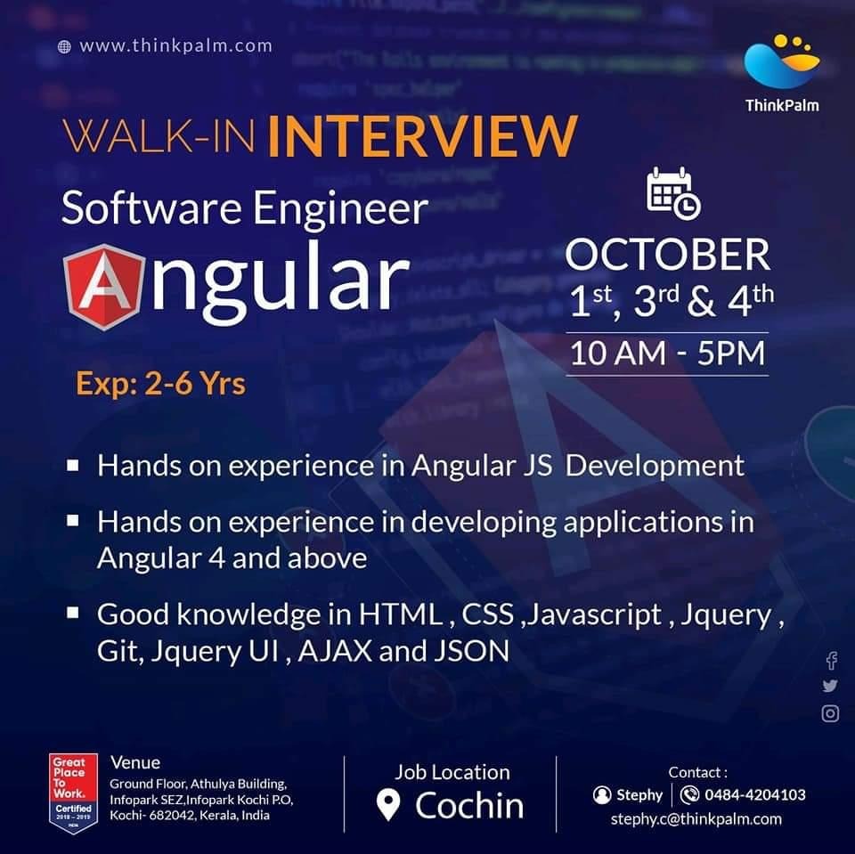 ThinkPalm - Walk-In Interviews for Software Engineer on 3rd & 4th Oct ...
