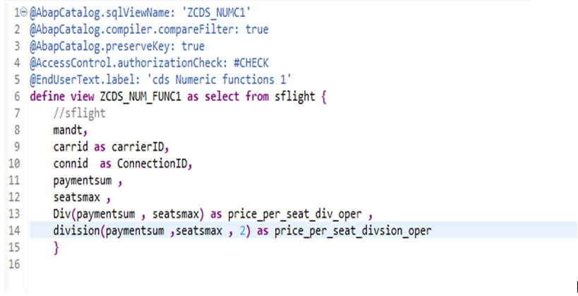SAP ABAP Central: CDS NUMERIC FUNCTIONS