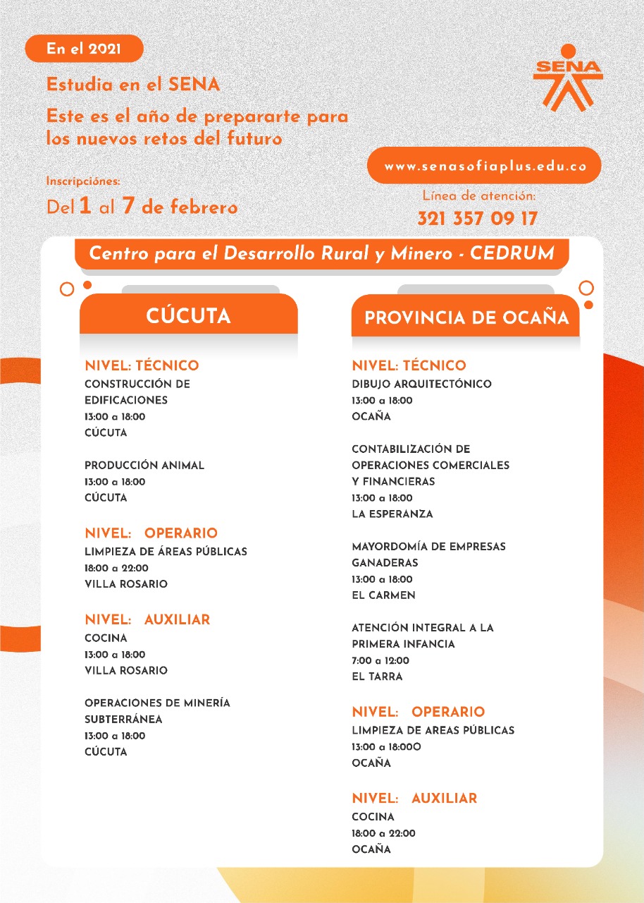 Centro de Formación para el Desarrollo Rural y Minero CEDRUM - SENA Regional Norte de Santander ...