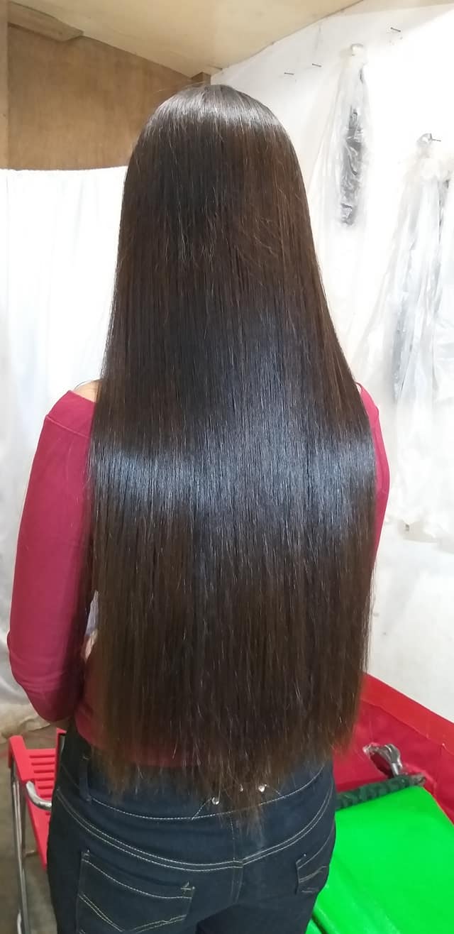 Myanmar Girl's Silky Long hair style - Village Barber Stories