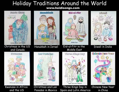Holiday Traditions Around the World & Guided Drawing! | Heidi Songs