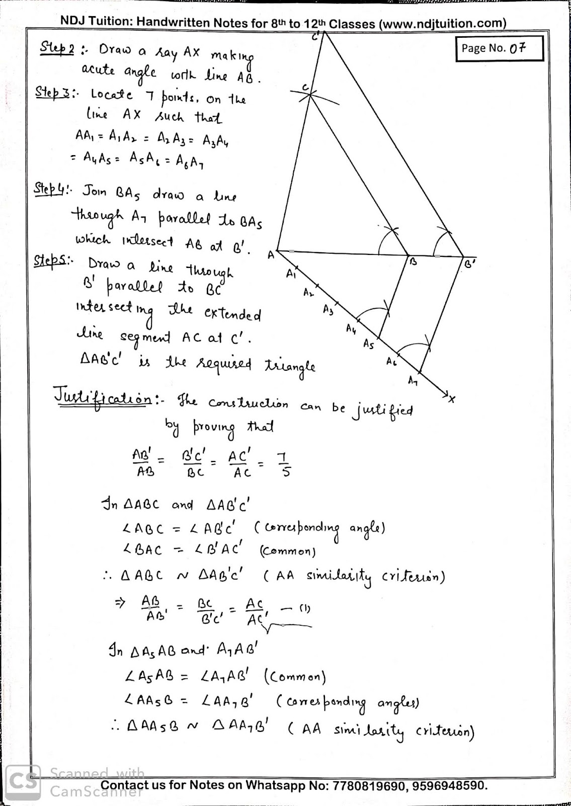 Constructions Handwritten Notes for 10th Class