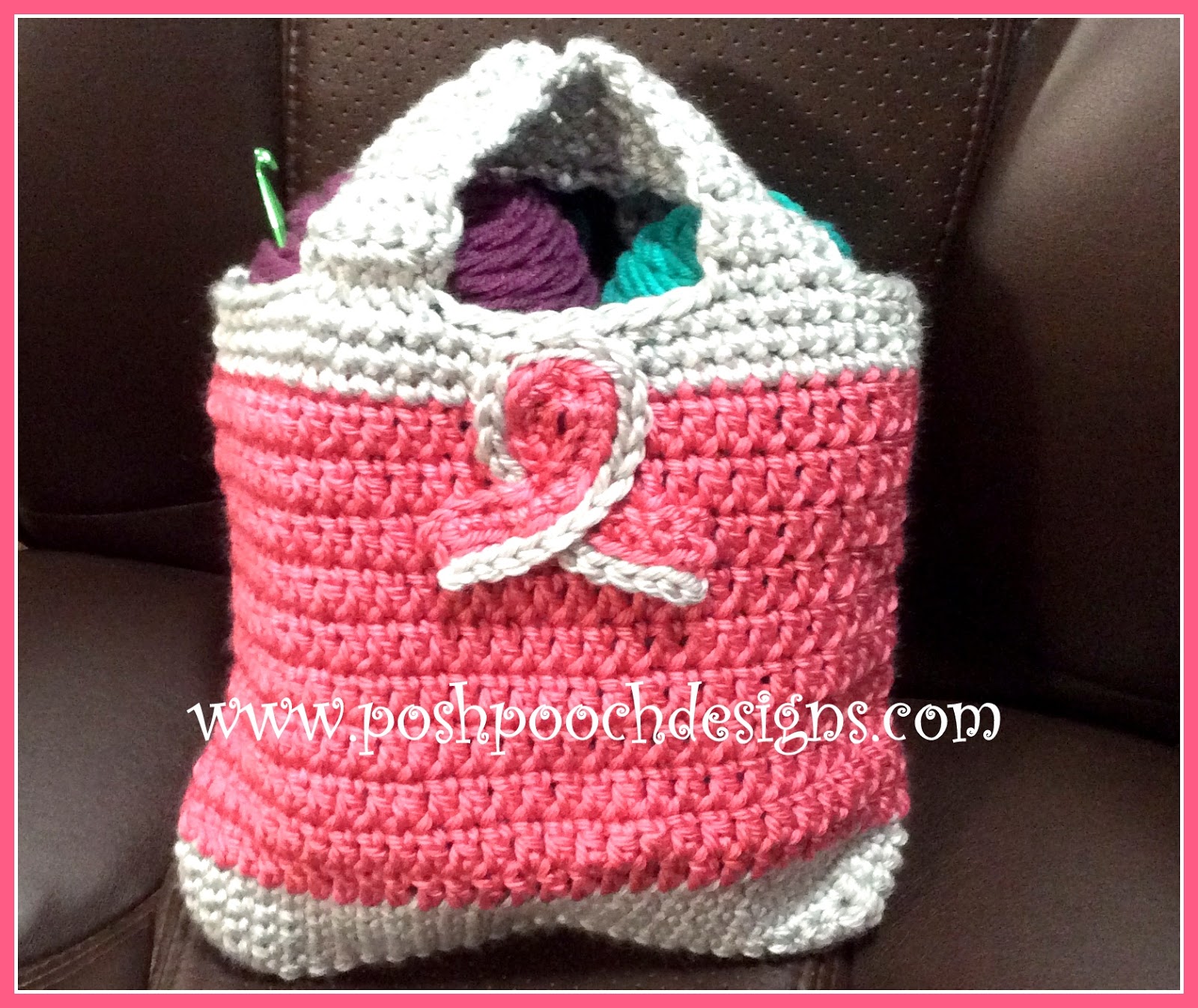 Posh Pooch Designs : Pink Ribbon Tote Bag Crochet Pattern | Posh Pooch ...