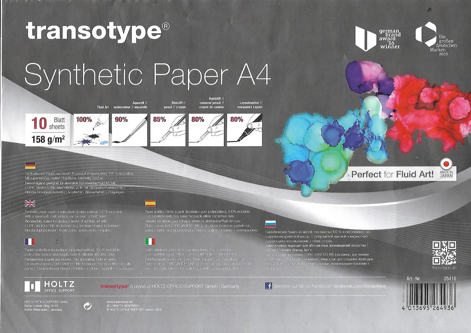Copic Italia: TRANSOTYPE SYTHETIC PAPER per fluidart e mixed media